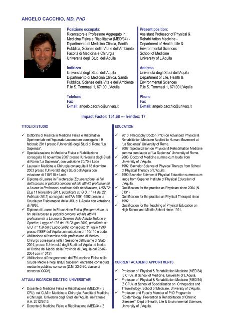 Angelo Cacchio - Riabilita