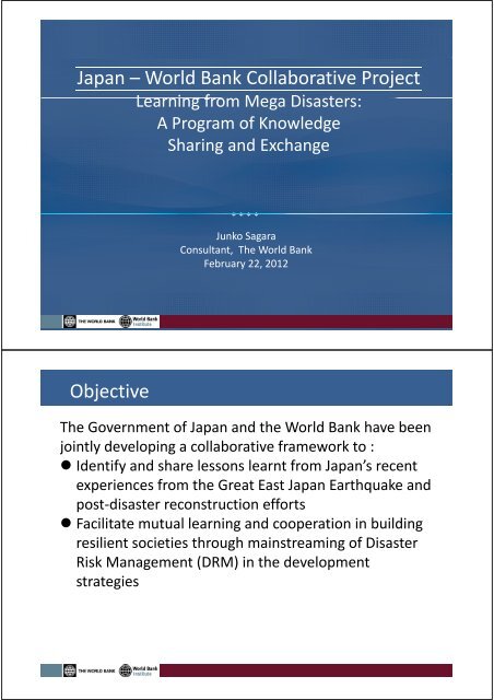 Japan â World Bank Collaborative Project Objective - IISEE