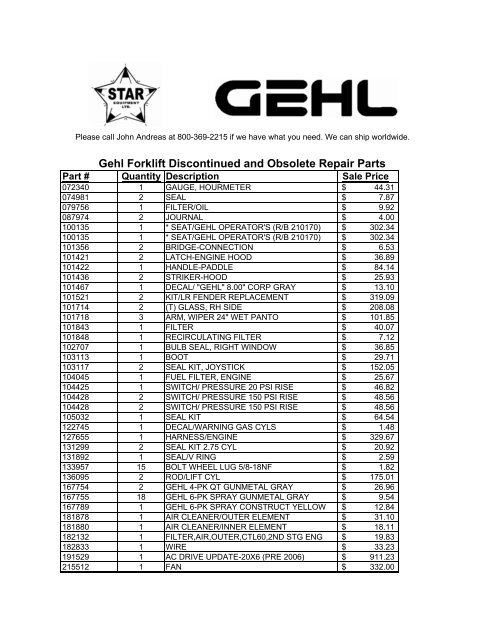 Gehl Parts