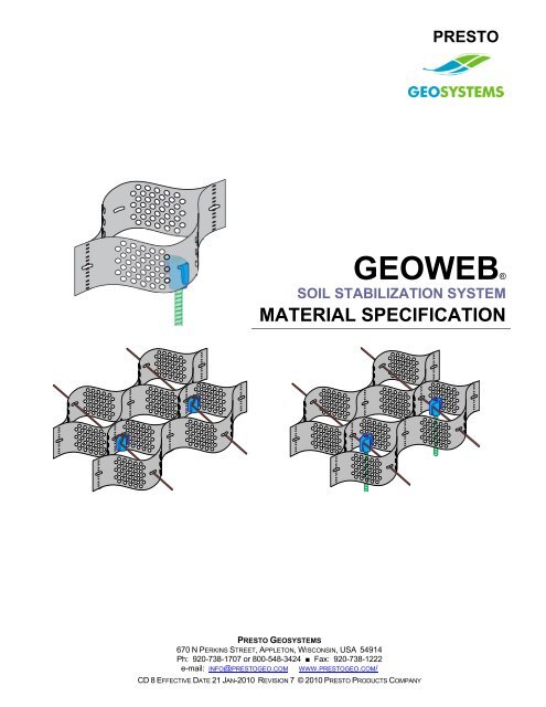 Geoweb Cellular Confinement System Material Specification
