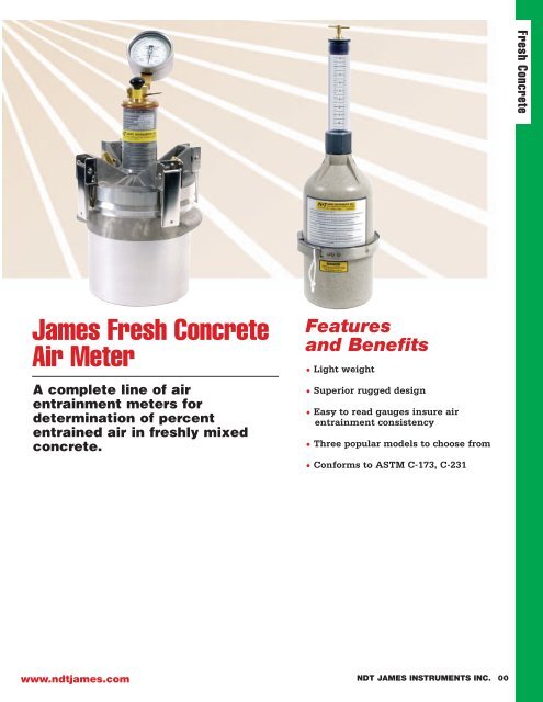 James Fresh Concrete Air Meter - James Instruments Inc.