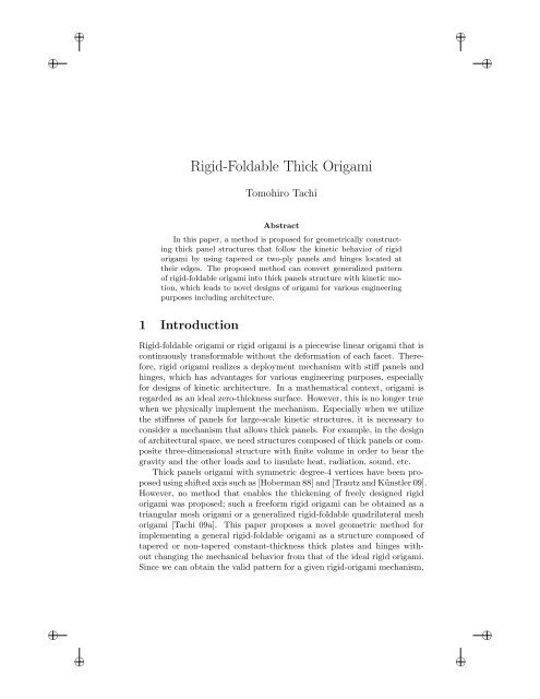 Rigid-Foldable Thick Origami