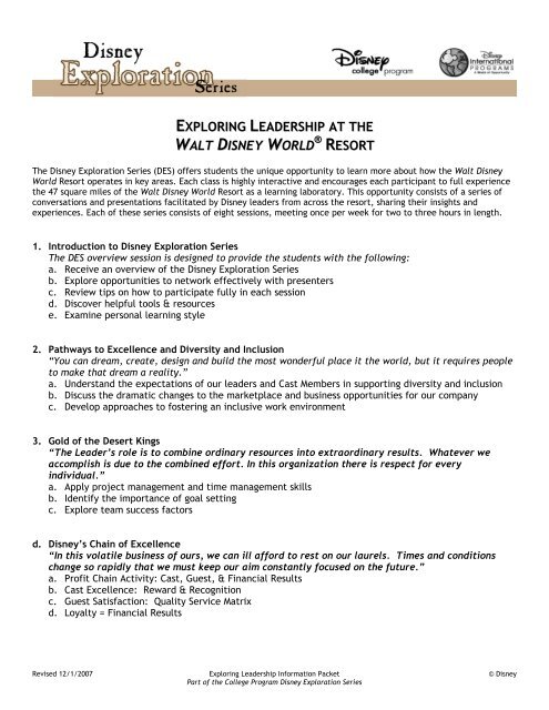 Exploring Leadership at the Walt Disney World ... - Disney Careers