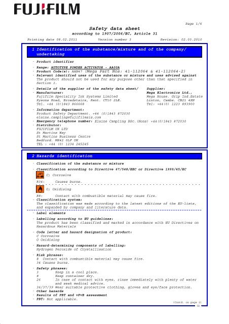 Safety data sheet - Mega Electronics