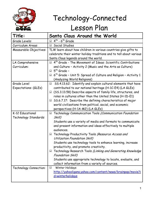 Santa Claus Around the World Lesson Plan