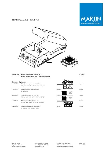 MARTIN Rework Set Ð³ Reball 03.1 - Tooltronics