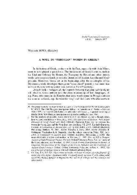 NOTE “PHRYGIAN” WORDS IN GREEKT*P TO A