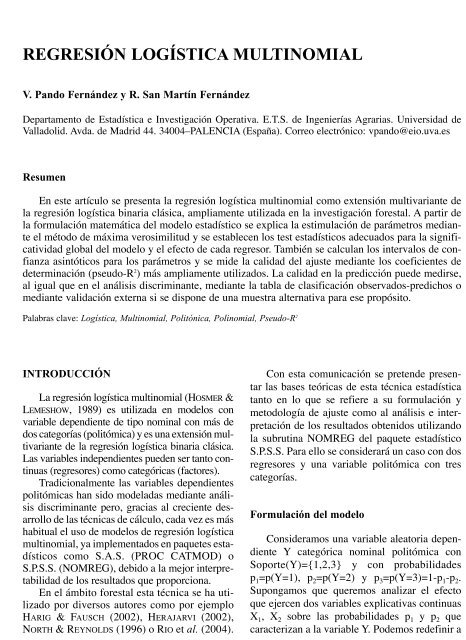REGRESIÓN LOGÍSTICA MULTINOMIAL