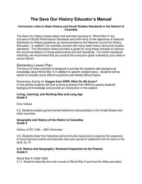 The Save Our History Educator's Manual