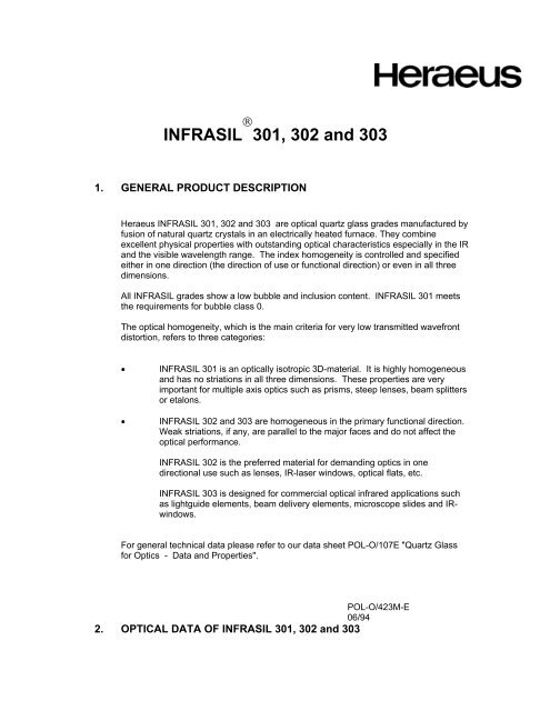 INFRASIL 301, 302 and 303