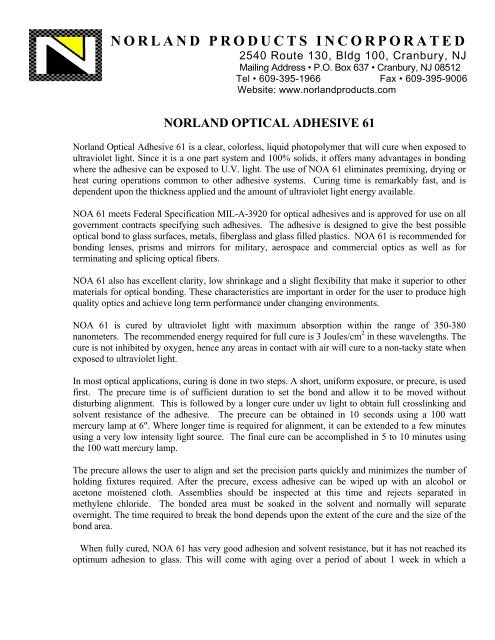 norland optical adhesive 61