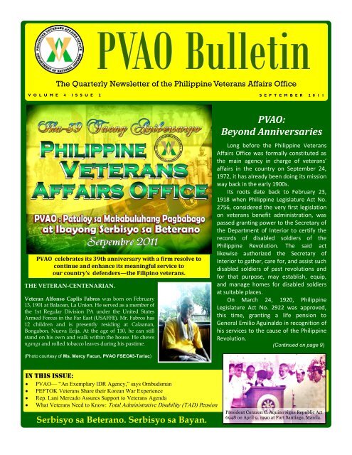 PVAO Bulletin - Philippine Veterans Affairs Office