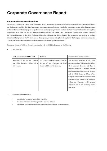 Corporate Governance Report