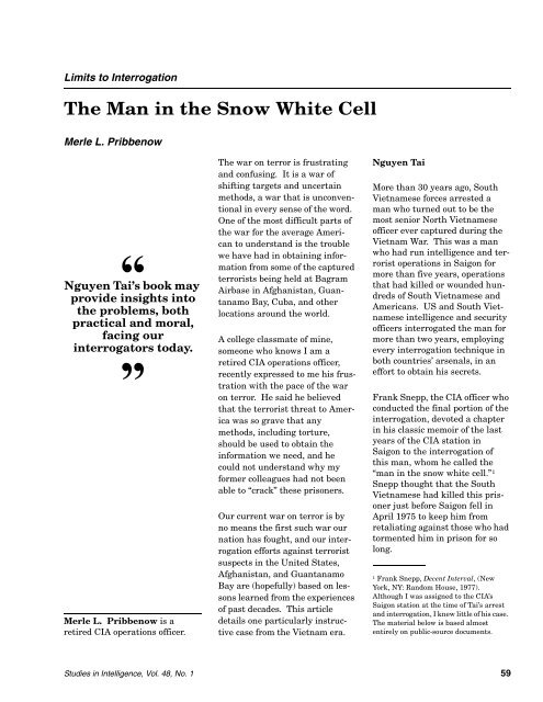 The Man in the Snow White Cell - Central Intelligence Agency