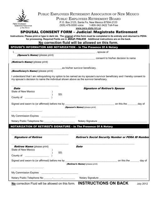 Spousal Consent Form - Public Employees Retirement Association ...