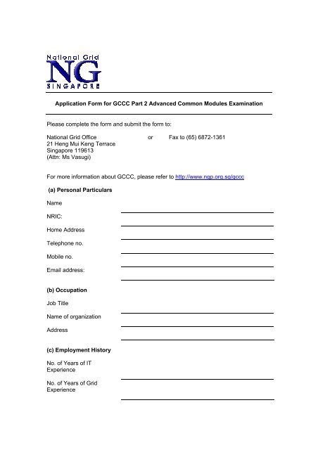 Application Form for GCCC Part 2 Advanced Common Modules ...