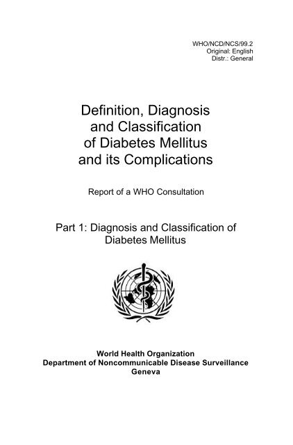 Definition, Diagnosis and Classification of Diabetes Mellitus and its ...
