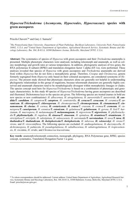 Ascomycota, Hypocreales, Hypocreaceae - CBS