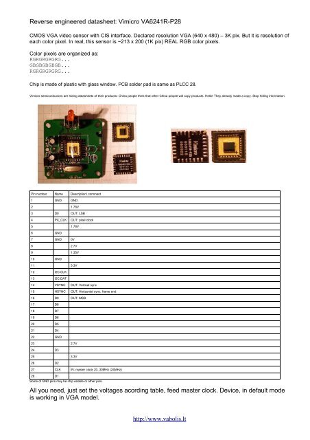 VA6241 CMOS VGA image sensor