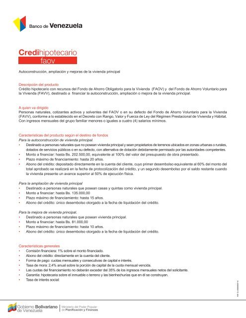 Credihipotecario faov - Banco de Venezuela