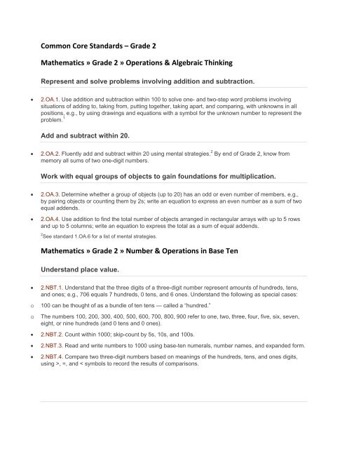 Common Core Standards â Grade 2 Mathematics Â» Grade 2 ...