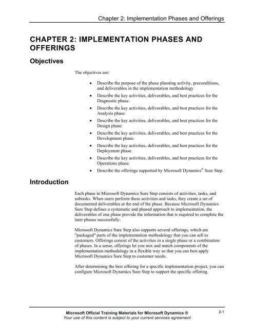 chapter 2: implementation phases and offerings - Business ...
