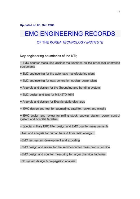 Major EMC Engineering records