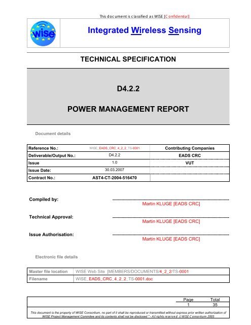 Power Management Report, Public Version ... - WISE-Project