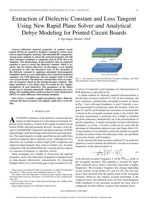 Extraction Of Dielectric Constant And Loss Tangent Using Sdsu