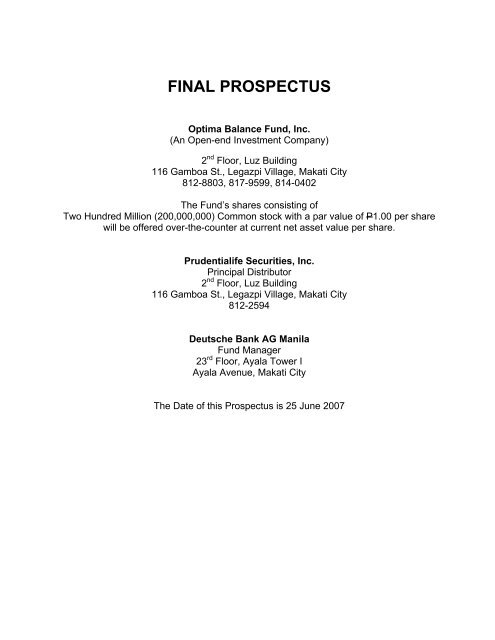 Preliminary Prospectus - Optima Funds
