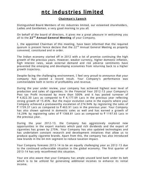 ntc industries limited