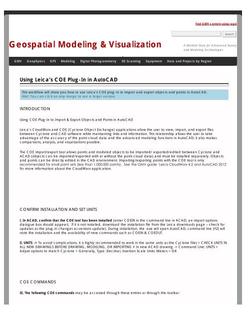 Using Leica's COE Plug-In in AutoCAD | Geospatial Modeling ...