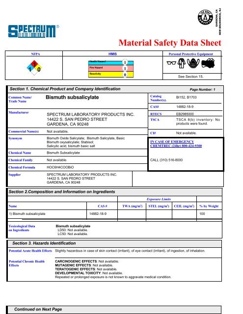MSDS - Spectrum Chemical
