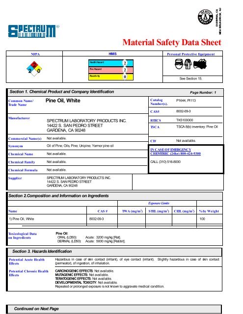 MSDS - Spectrum Chemical