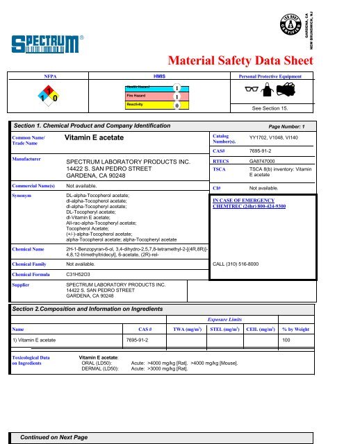 MSDS - Spectrum Chemical