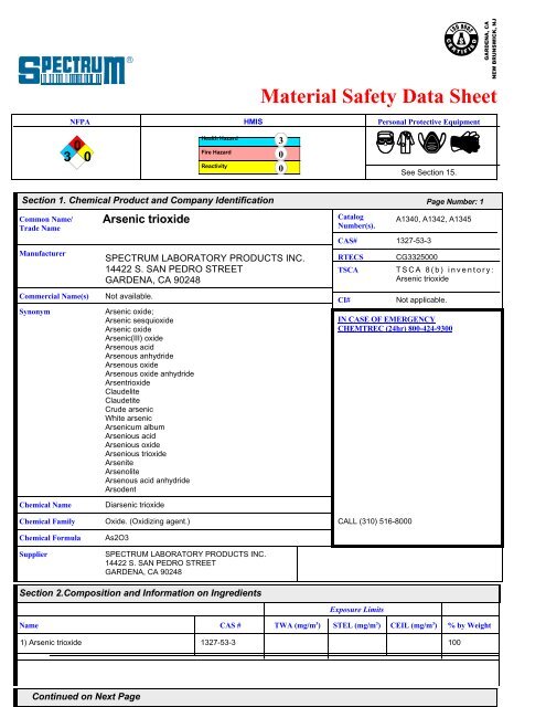 MSDS - Spectrum Chemical