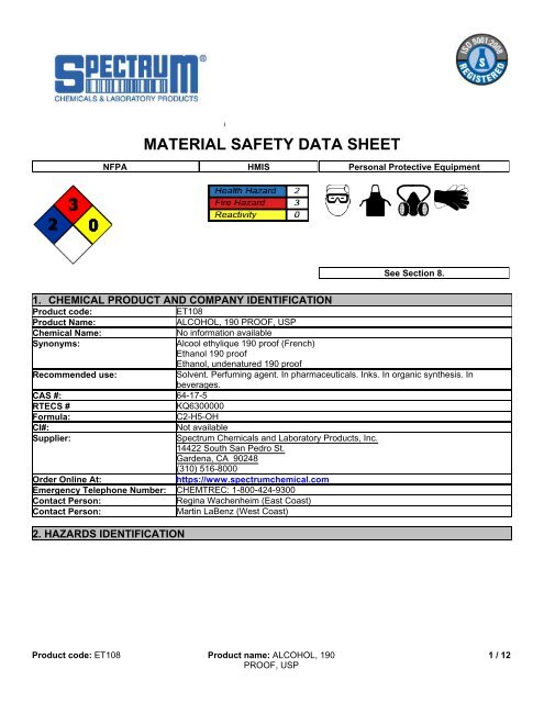 MSDS - Spectrum Chemical