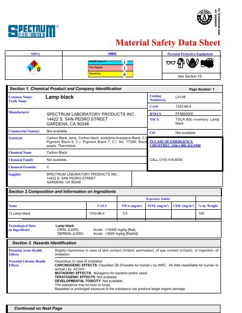MSDS - Spectrum Chemical