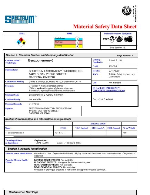 MSDS - Spectrum Chemical