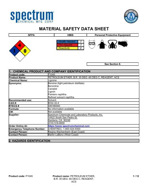 MSDS - Spectrum Chemical