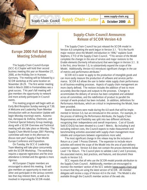 Supply Chain - Letter - Supply-Chain Council