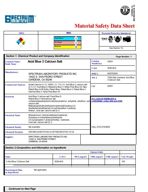 MSDS - Spectrum Chemical
