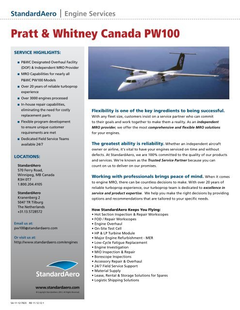 Pratt & Whitney Canada PW100 - Standard Aero