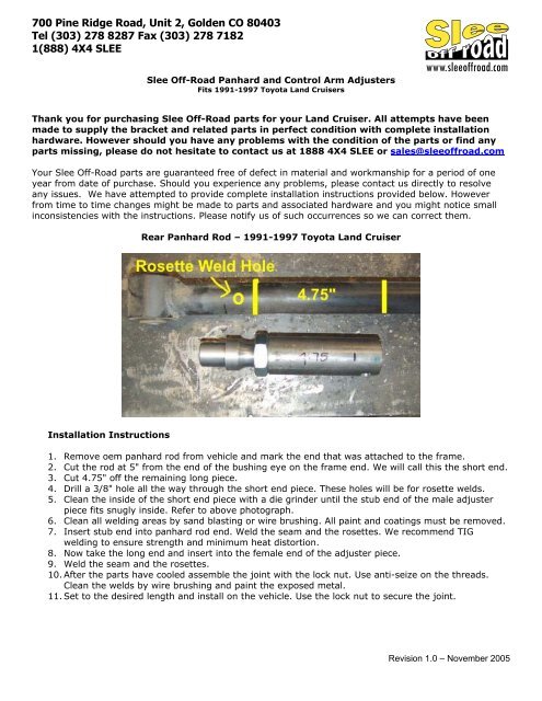 Slee DIY Adjusters for Panhard Rods - Sleeoffroad.com