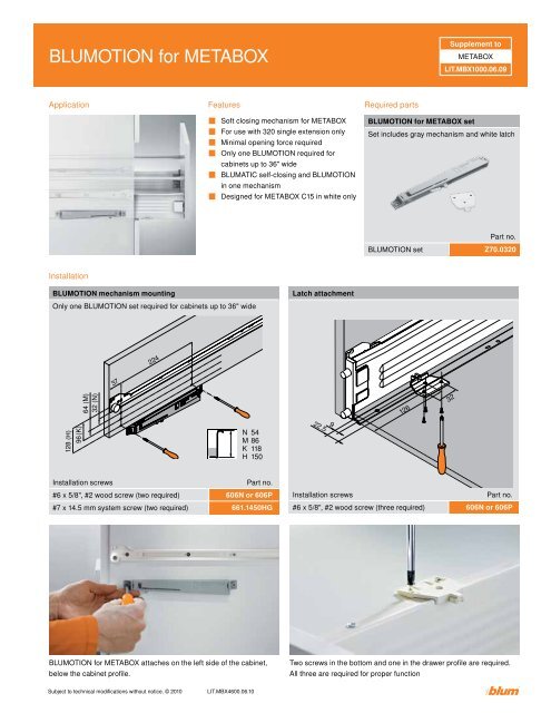 BLUMOTION for METABOX attaches on the left side