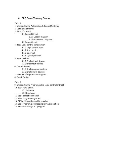 plc & scada program (course outline) - IIEE - UAE