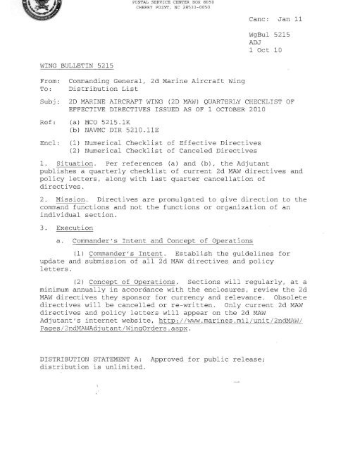 Commanding General, 2d Marine Aircraft wing To - 2nd Marine ...