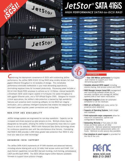 JetStor SATA 416iS - Advanced Computer and Network Corporation