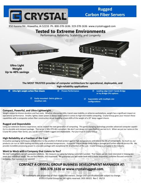 Rugged 3U Carbon Fiber Server Spec Sheet - Crystal Group