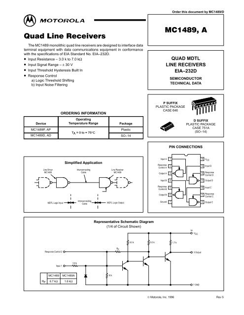 MC1489, A Quad Line Receivers - Analog Innovations